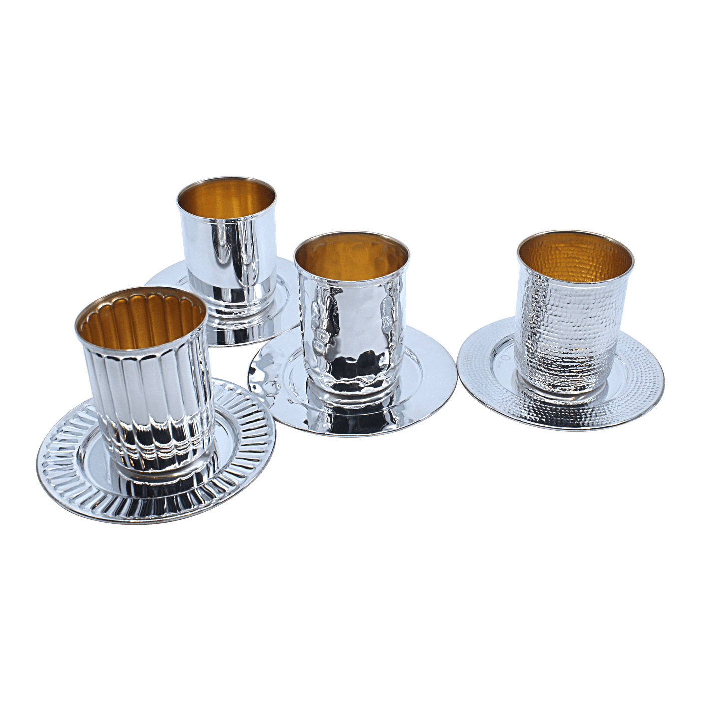 A straight sterling silver shabbat kiddush cup, a hammer