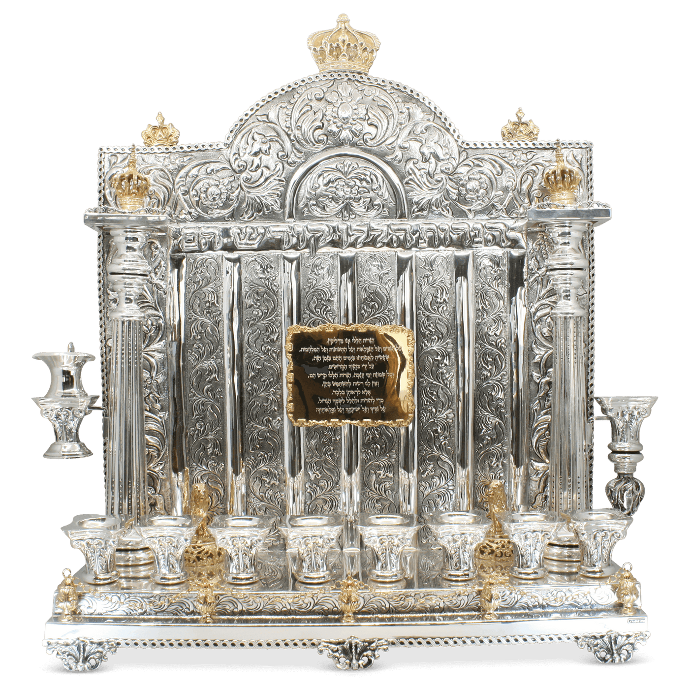 Magnificent Silver and Gold Wall Menorah