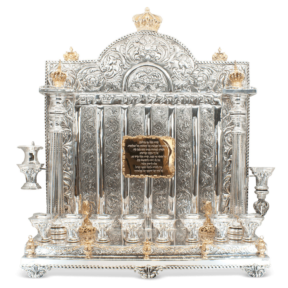 Magnificent Silver and Gold Wall Menorah