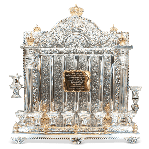 Magnificent Silver and Gold Wall Menorah
