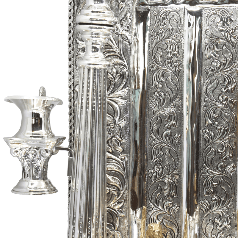 Magnificent Silver and Gold Wall Menorah